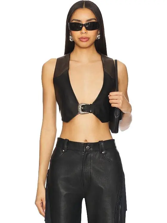 LAMARQUE X Dolly Leather Top - Black