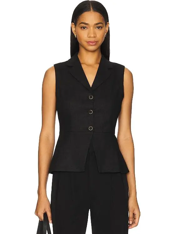 ELODIE THE LABEL Mila Linen Vest - Black