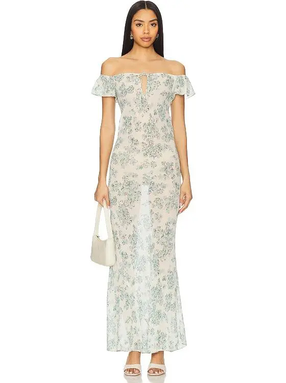 STONE COLD FOX X Camille Maxi Dress - Teal Floral