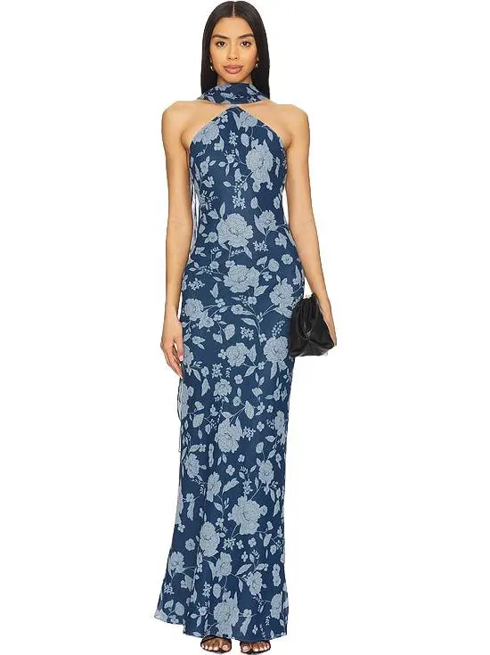 STONE COLD FOX X Avery Gown - Blue Floral