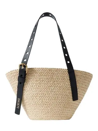 Loewe Paula's Ibiza Punch Hole Small Raffia Tote - Neutrals