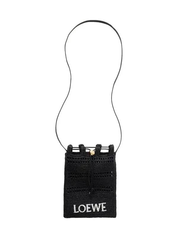 Loewe Raffia Shoulder Bag - Black