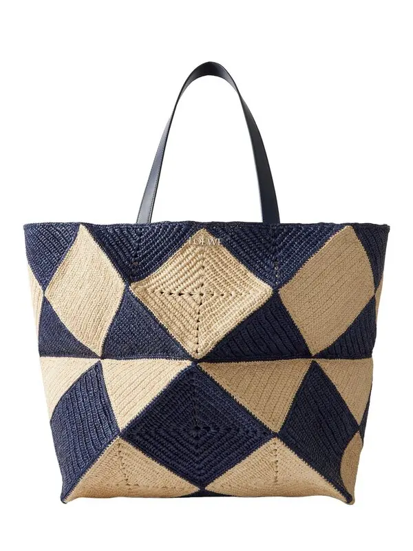 Loewe Xxl Puzzle Fold Raffia Tote Bag - Neutrals