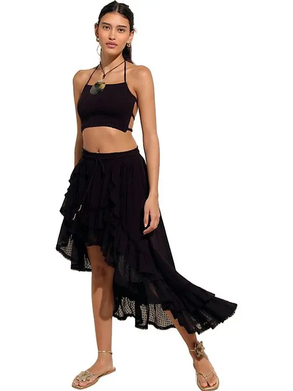Free People Seaside Bliss Halter Top And Tiered High-low Skirt Set - Bitter Bark