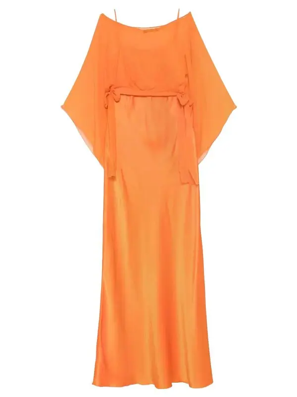 Alberta Ferretti Cape-detail Maxi Dress - Orange