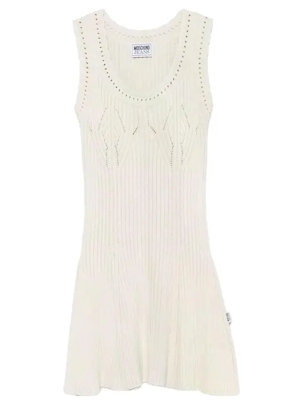 Moschino Ribbed-knit Mini Dress - Neutrals