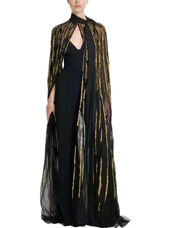 Elie Saab Bead-embellished Cape - Black