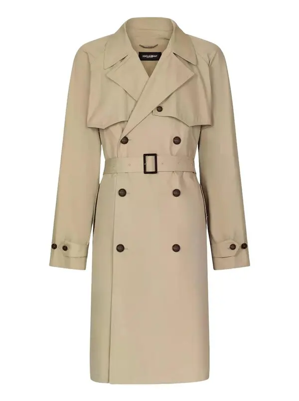 Dolce & Gabbana Double-breasted Cotton Trench Coat - Neutrals