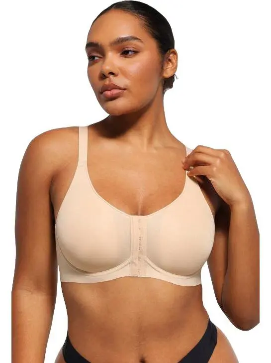 SHAPELLX Wireless Front-hook Back Smooth Bra - Warm Sand