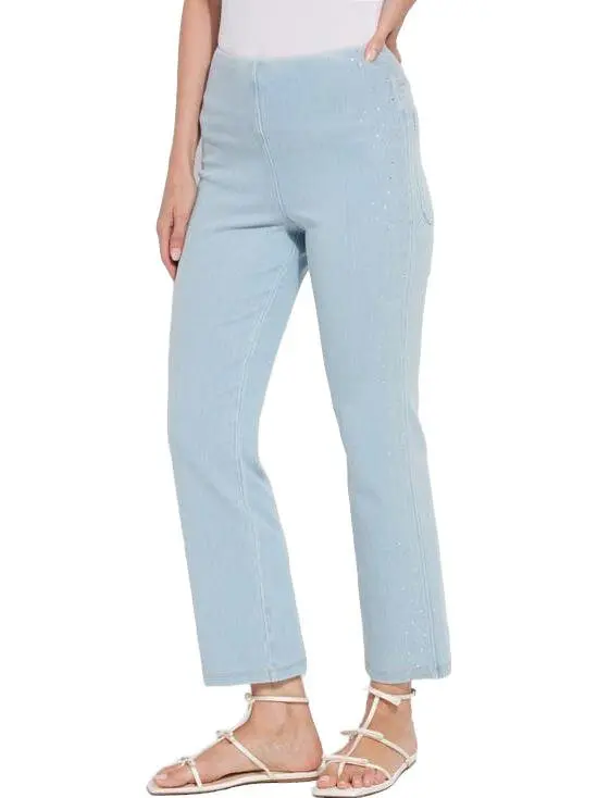 Lyssé Crystal-embellished Bootcut Jeans - Tinted Blue