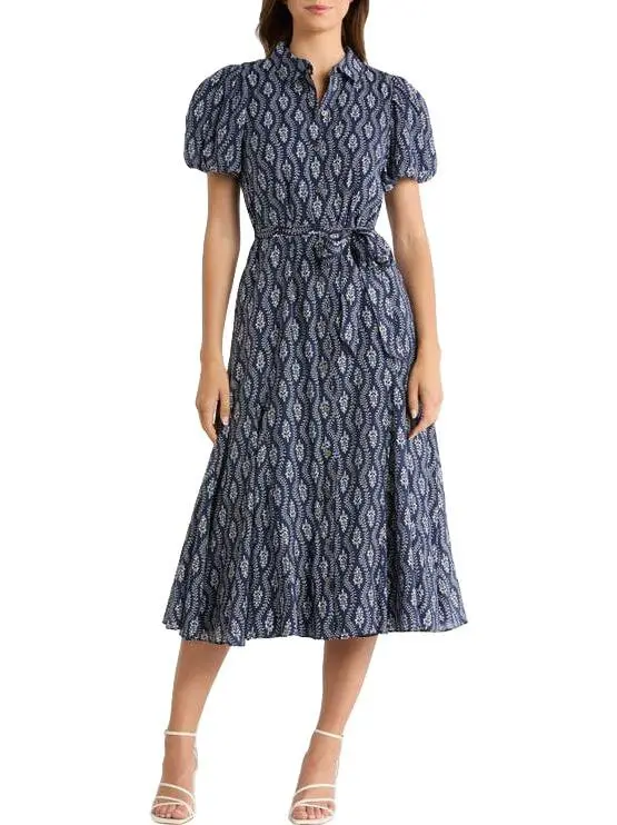 CECE DUPRAZ Floral Print Shirtdress - Classic Navy