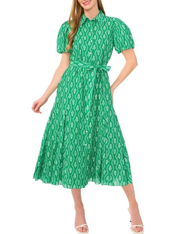 CECE DUPRAZ Floral Print Shirtdress - Kelly Green