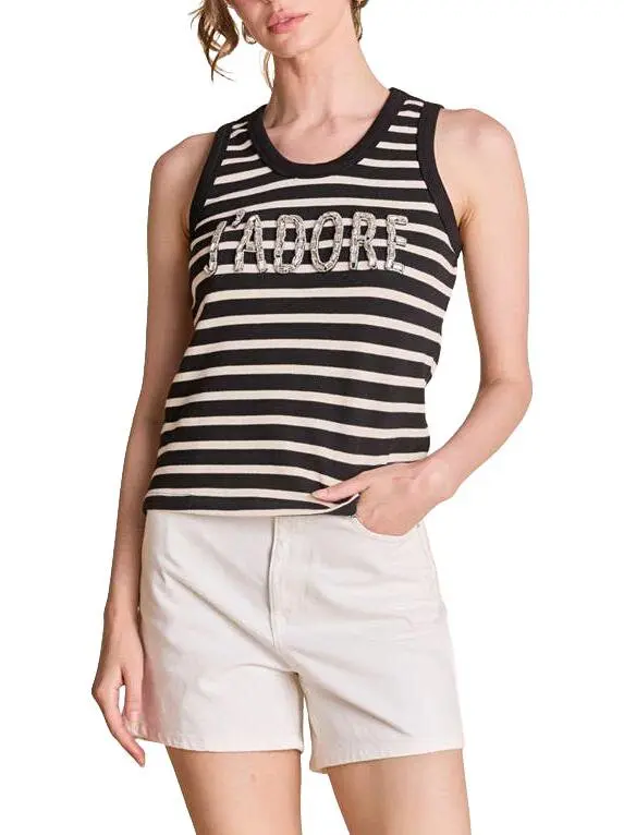 Endless Rose J'adore Striped Tank - Black/ White