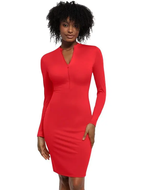 POPILUSH Thermal Shapewear Midi Dress - Rust Red
