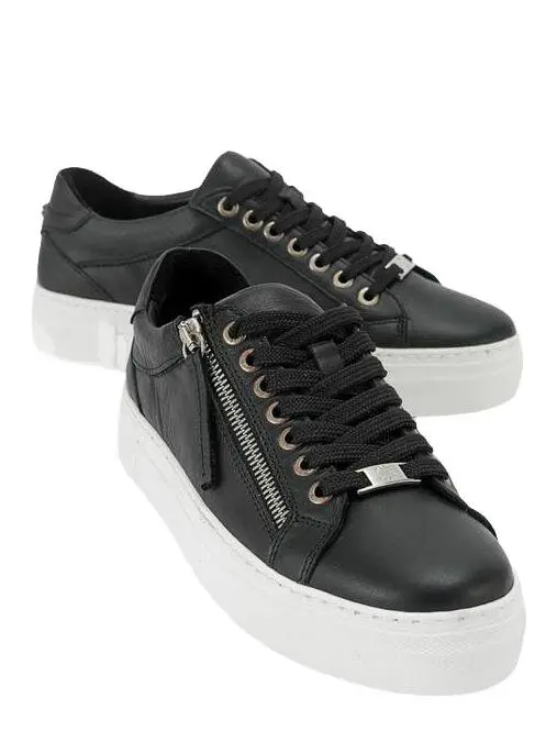 FOREVER & ALWAYS SHOES Beryl Leather Sneakers - Black Leather