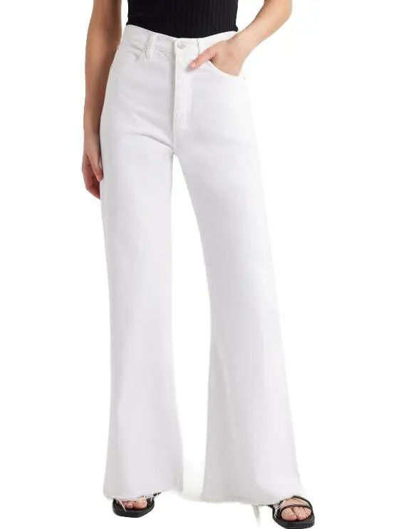FRAME The Lax Frayed High-rise Flare Jeans - White Raw Fray