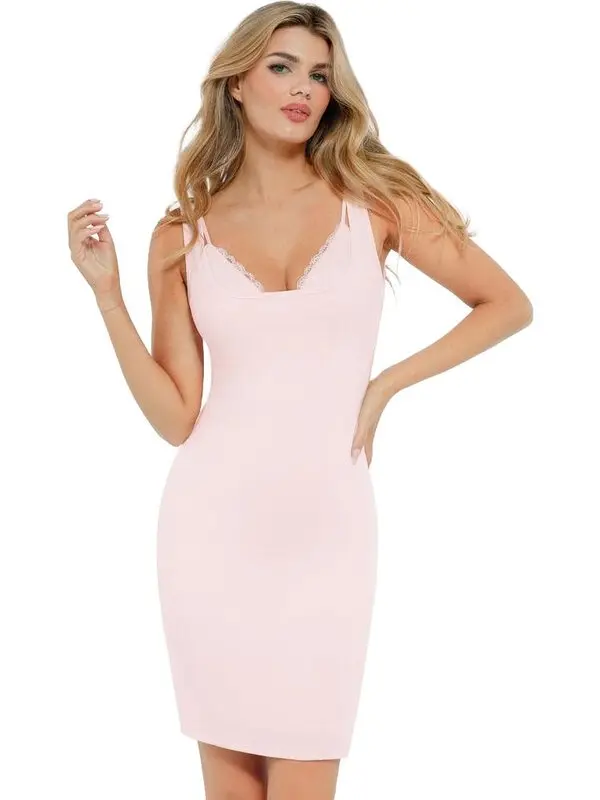 POPILUSH Shapewear Modal Sculpting Mini Dress - Cream Pink