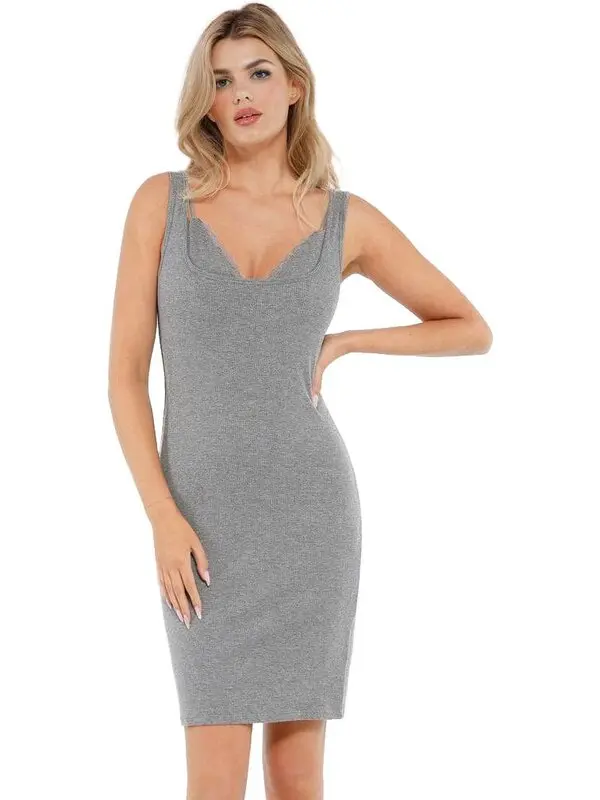 POPILUSH Shapewear Modal Sculpting Mini Dress - Pastel Grey
