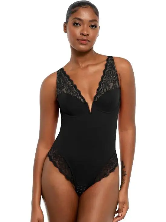 POPILUSH Sculpting Lace Bodysuit - Midnight Black