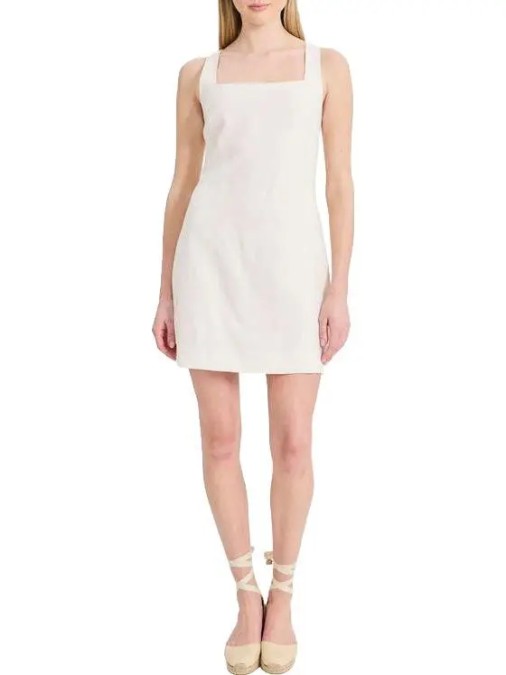 THE GOOD JOURNEY Square Neck Linen-blend Minidress - Cloud Dancer
