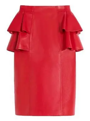 Valentino Garavani Leather Midi Skirt - Red