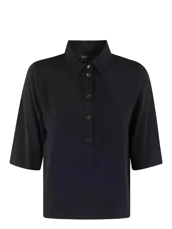 Seventy Cotton Polo Top - Black