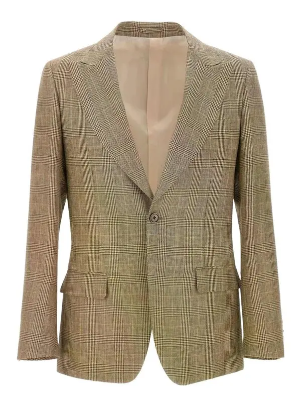 LARDINI Houndstooth Blazer - Brown