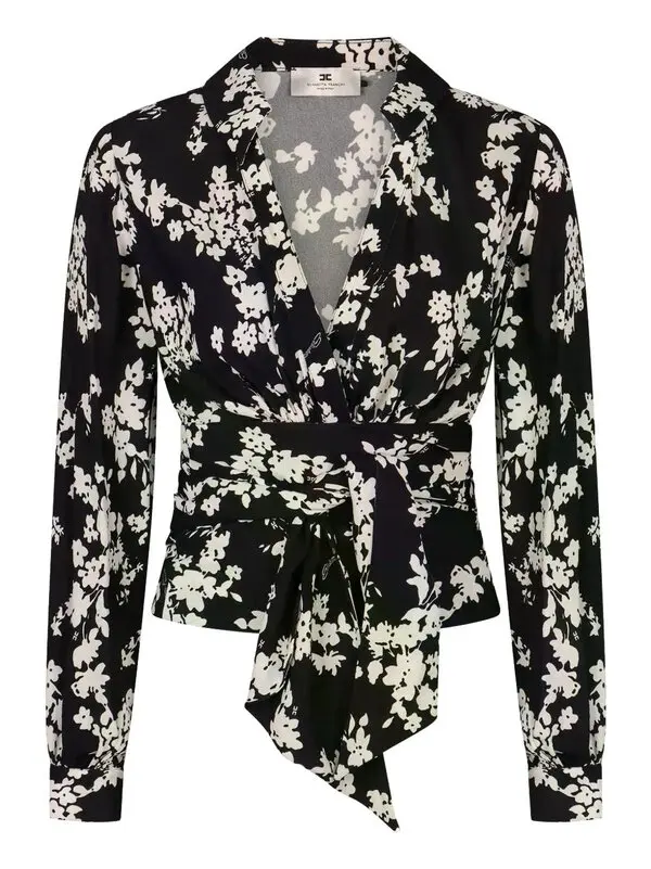 Elisabetta Franchi Floral Print Blouse - Black