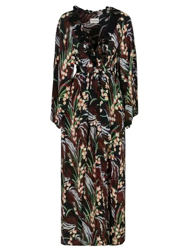 P.a.r.o.s.h Printed Crepe Dress - Black