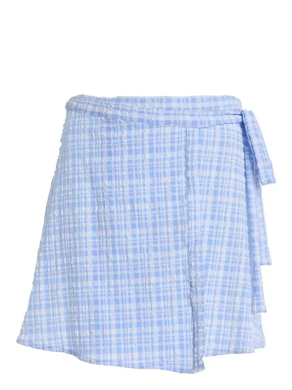 JUILLET Gingham Mini Wrap Skirt - Blue