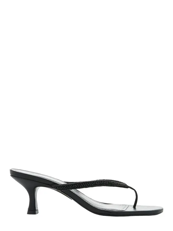 Staud Freja Beaded Thong Sandals - Black