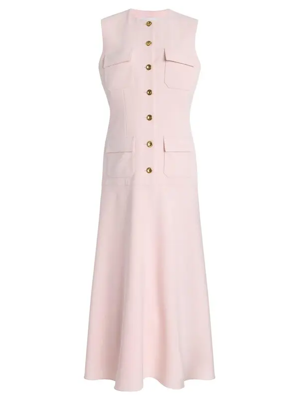 Brandon Maxwell Buttoned Crepe Midi Dress - Pink