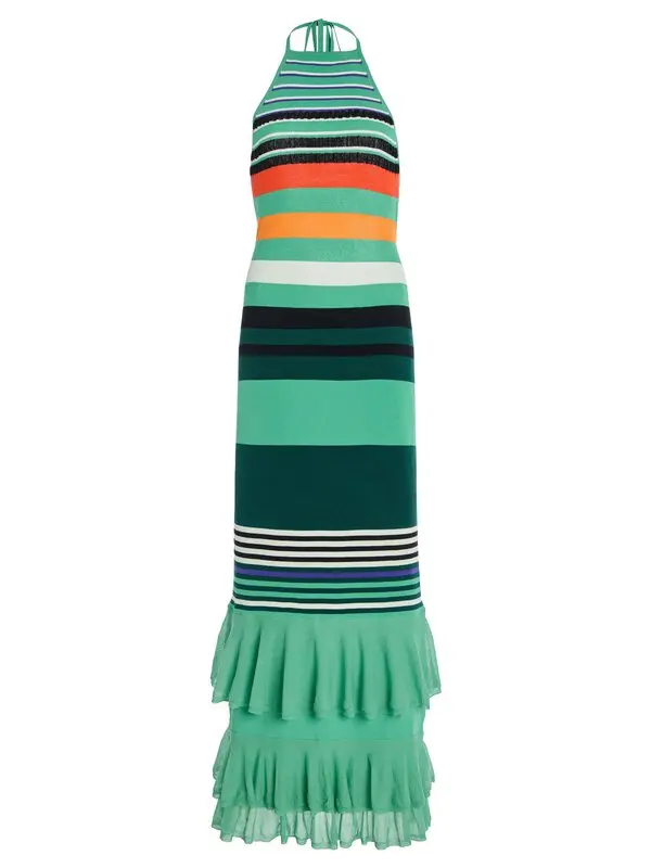 Christopher John Rogers Striped Cotton-blend Halter Dress - Stripe