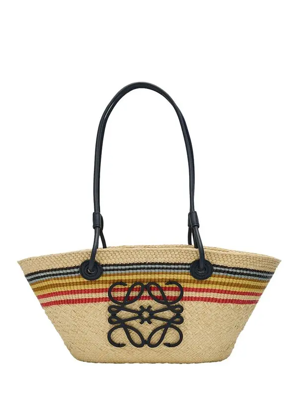 Loewe X Paula's Ibiza Small Anagram Striped Basket Tote Bag - Naturalmulticolor
