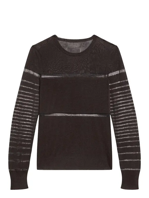 Helmut Lang Spaced Sheer Long-sleeve Top - Espresso - D1p