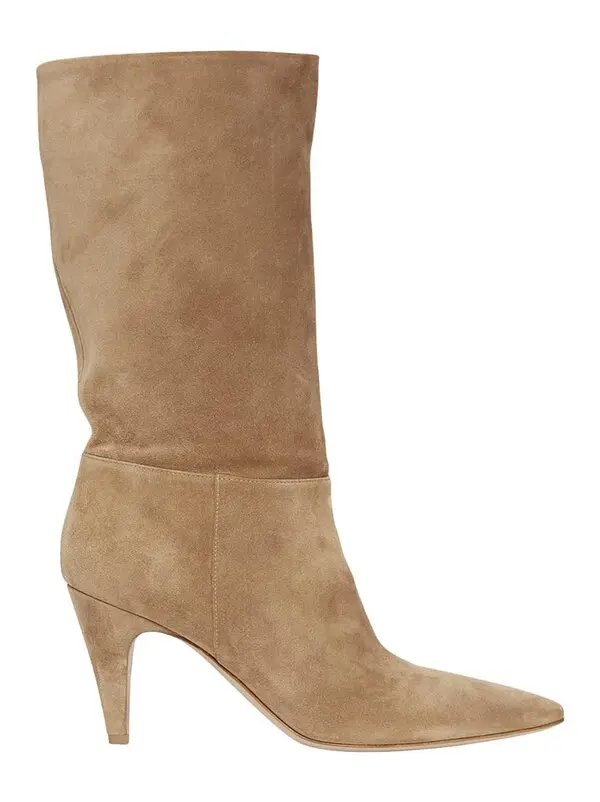 GIANVITO ROSSI Slouchy Suede Mid-calf Boots - Camel