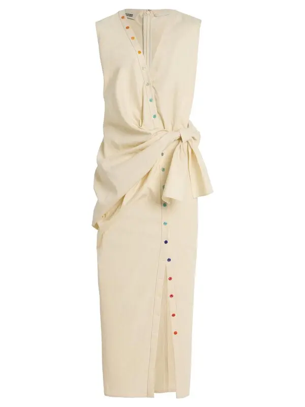 Christopher John Rogers Cotton Sarong Shirt Dress - Ivory