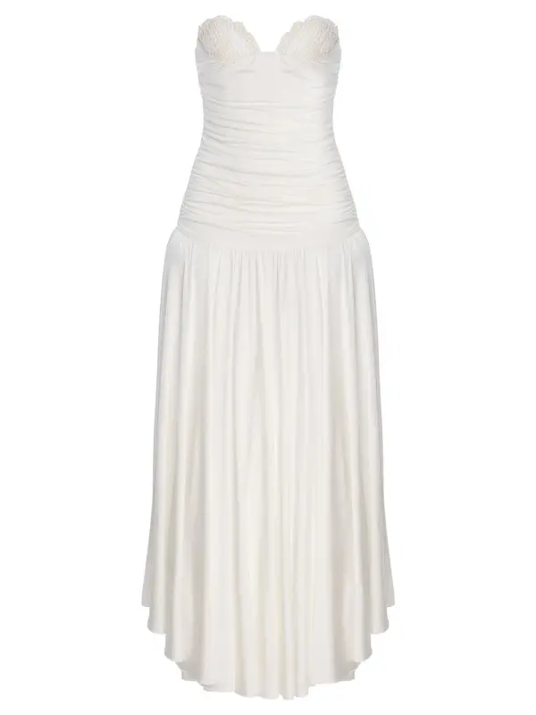 Magda Butrym Crochet-trim Jersey Maxi Dress - White