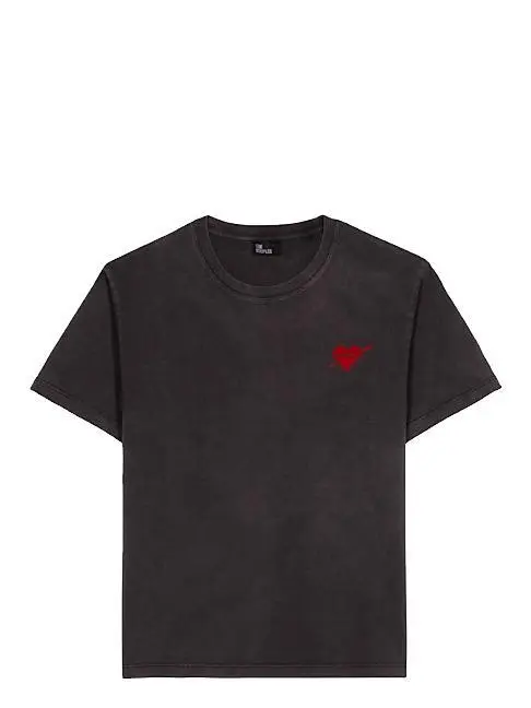 The Kooples Branded-print Cotton T-shirt - Black Washed