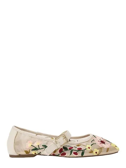Kurt Geiger Nina Embroidered Mesh Pumps - White/comb