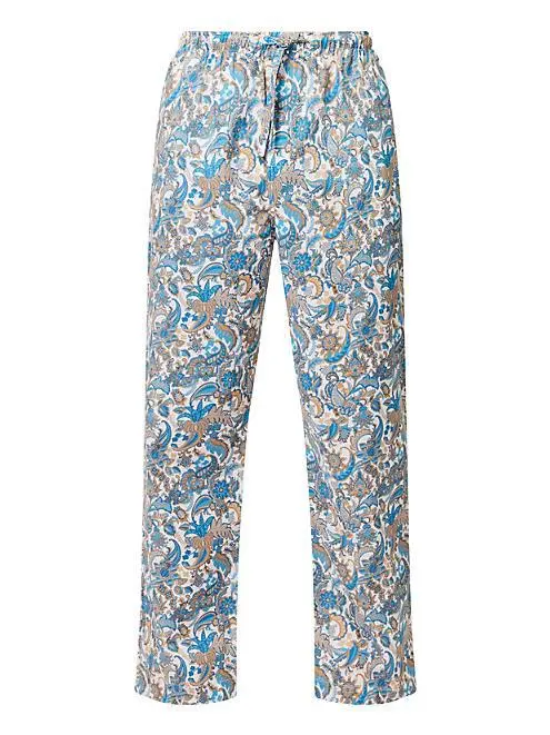Derek Rose Floral Straight-leg Cotton-poplin Trousers - White