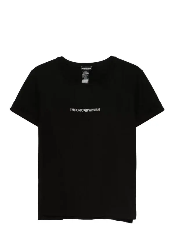 Emporio Armani Rhinestone-logo T-shirt - Black