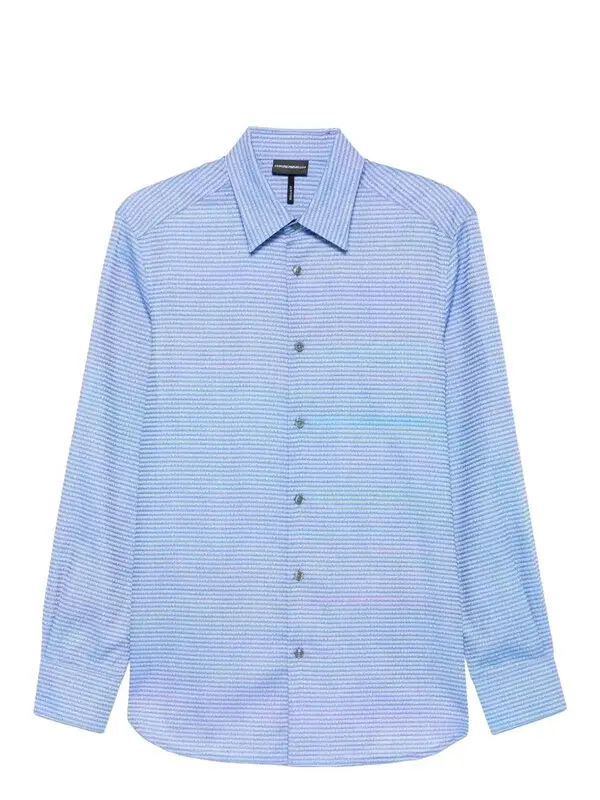 Emporio Armani Jacquard-logo Cotton Shirt - Blue