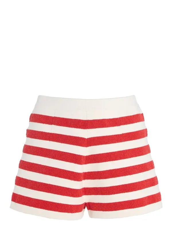 Posse Exclusive Riviera Ari Striped Knit Shorts - Red