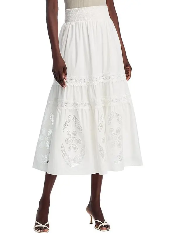 T Tahari Embroidered Maxi Skirt - White Star