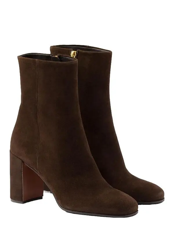 Prada Suede Booties - Dark Brown
