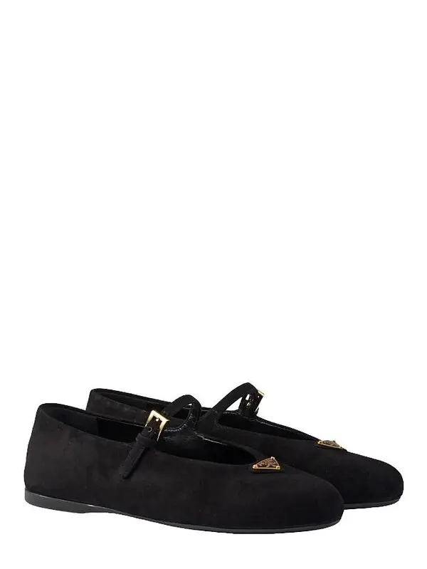 Prada Suede Ballerinas - Black
