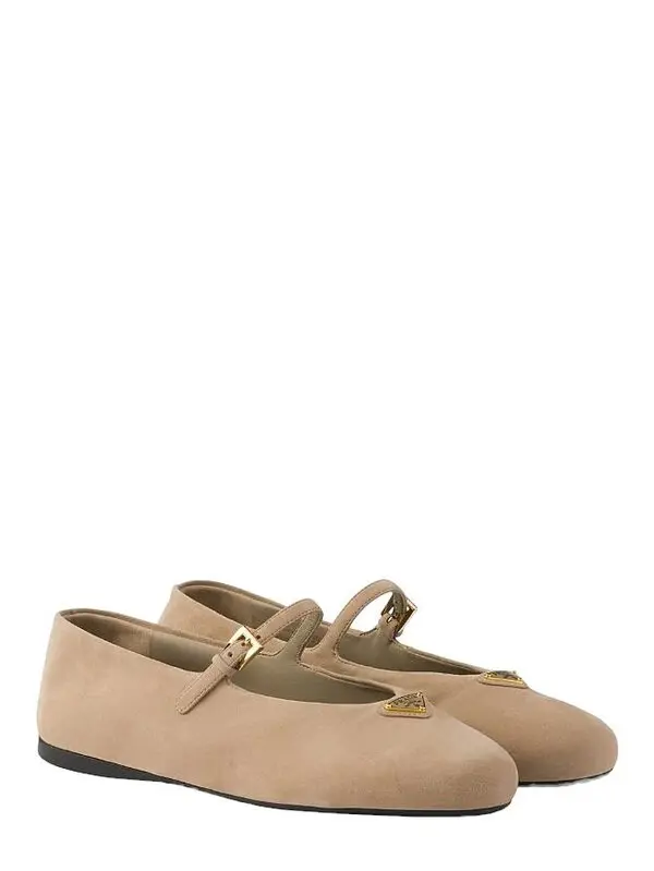 Prada Suede Ballerinas - Neutral