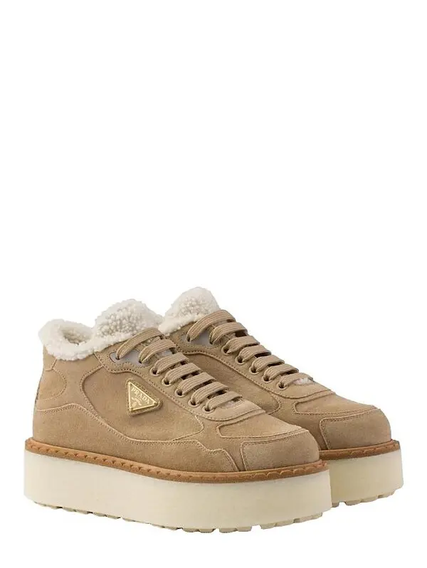 Prada Suede Mid-top Sneakers - Neutral