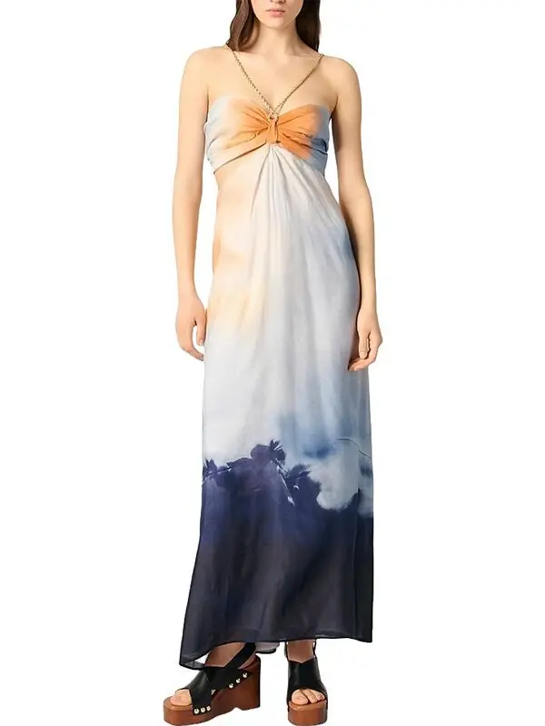 Maje Tie-dye Maxi Dress - Blue Tie Dye Print